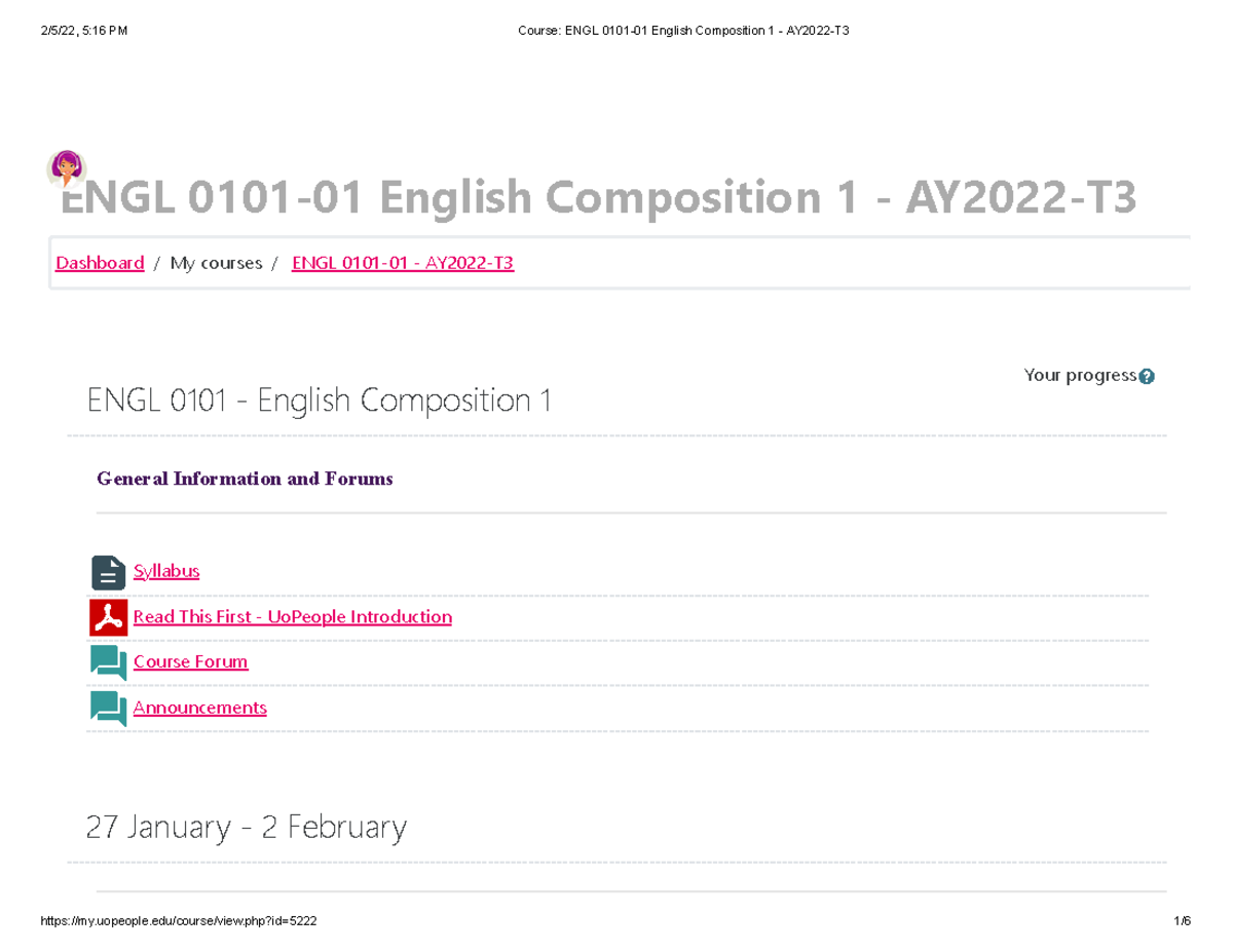 Course ENGL 0101-01 English Composition 1 - AY2022-T3 - ENGL 0101-01 ...