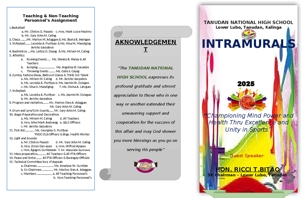 Intramurals Program 2025: Mind Power & Health Thru Excellence - Studocu