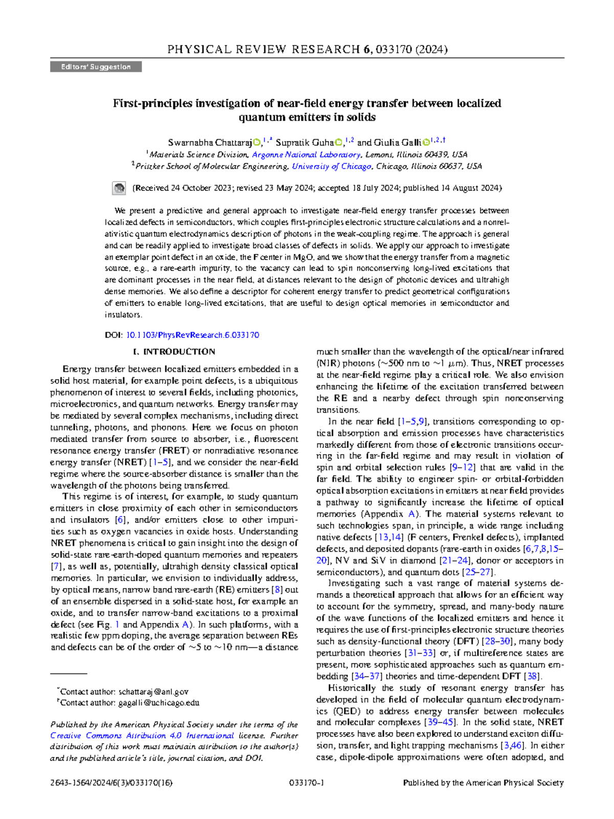 Phys Rev 1 - revista cientifica - PHYSICAL REVIEW RESEARCH 6 , 033170 ...