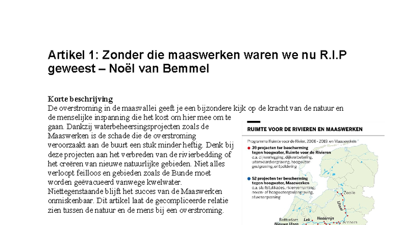Aardrijkskunde Opdracht 2: Artikelen over Waterbeheer in Nederland ...