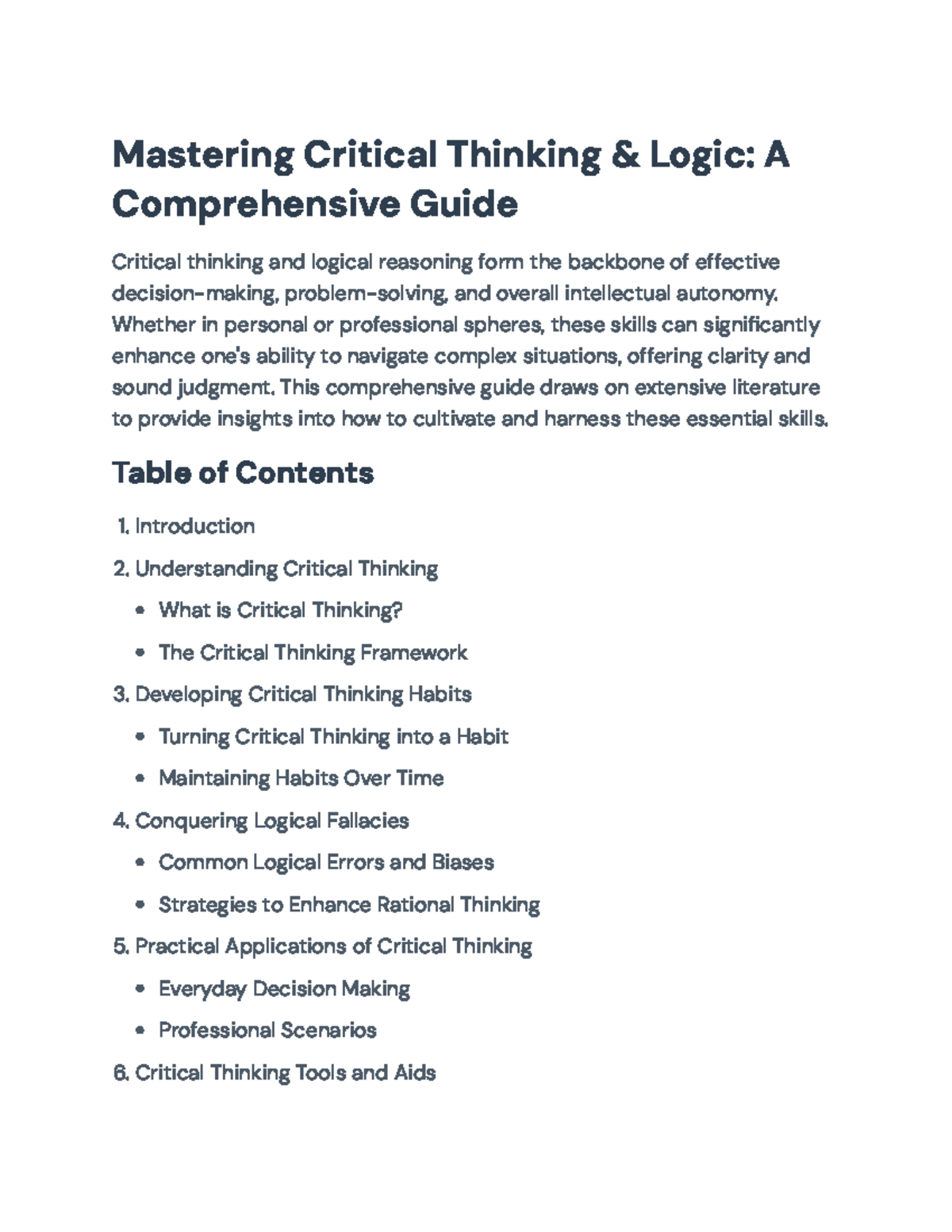 Mastering Critical Thinking & Logic: A Comprehensive Guide on Skills ...
