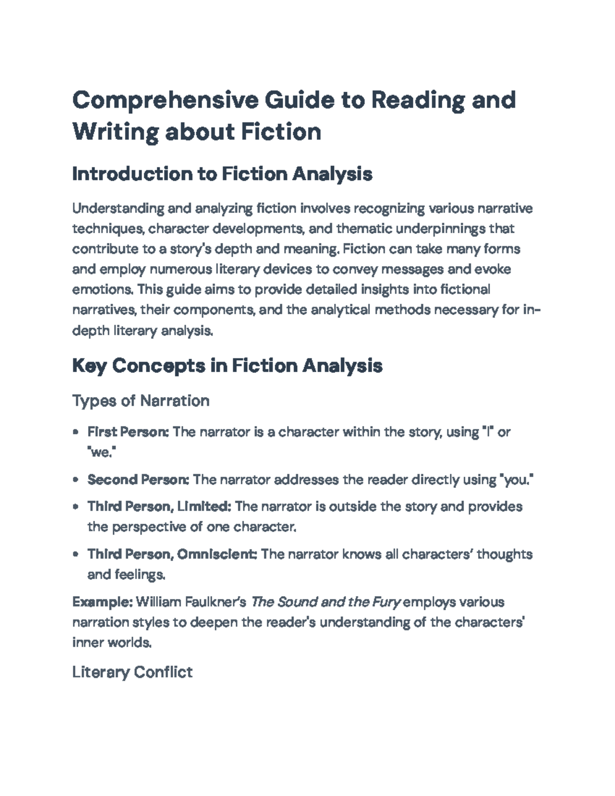 Comprehensive Guide to Fiction Analysis (ENG 101) - Comprehensive Guide ...