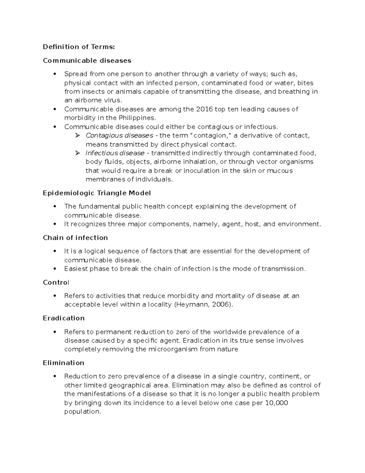 Communicable Diseases: Definitions, Control, and Nursing Care (NURS 101 ...