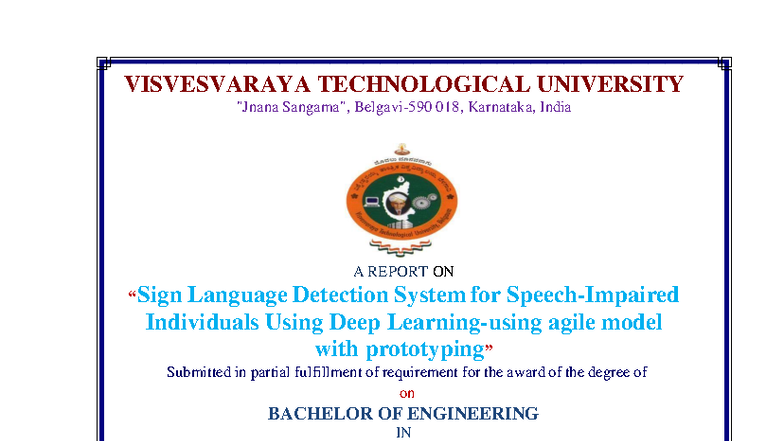 Software Engineering Final Report: Sign Language Detection System (CSE 018) - Studocu