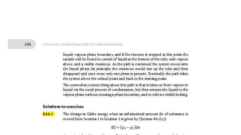 206 4 PHYSICAL TRANSFORMATIONS OF PURE SUBSTANCES: Solutions to Topic ...
