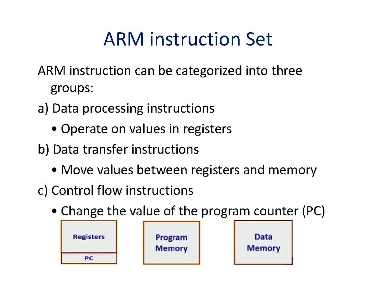 ARM Instruction SET - Note for preparation exam - ARM instruction Set ARM instruction can be ...