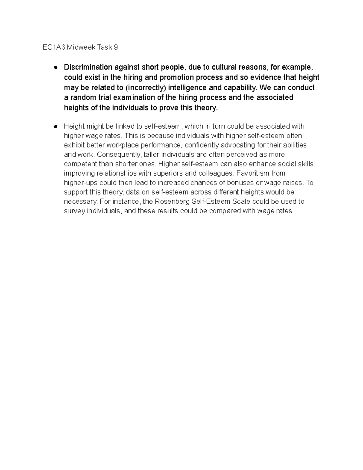 Midweek Task 9 - EC1A3: Height Discrimination Analysis - Studocu