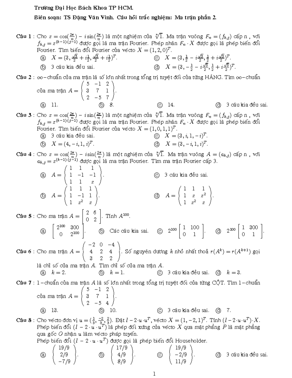 Dai-so-tuyen-tinh dang-van-vinh cau-hoi-trac-nghiem-ma-tran 2 - [cuuduongthancong - - Studocu