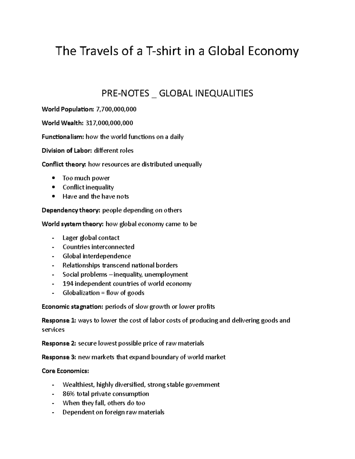 Chapter ONE Through 10 - Lecture notes 1-5 - The Travels of a T-shirt ...