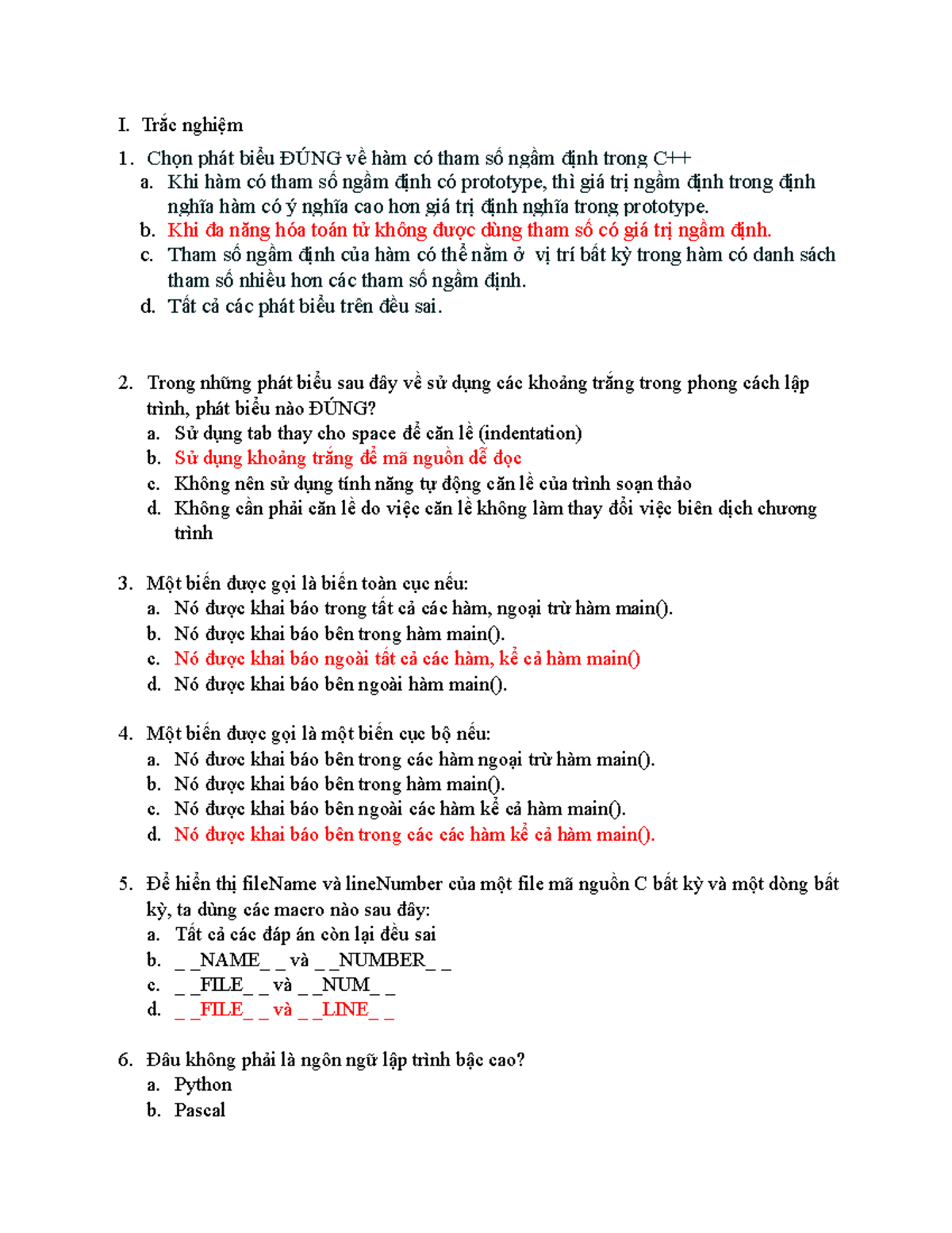 KTLT bản Premium - fsfsf fsff q f - I. Trắc nghiệm 1. Chọn phát biểu ...