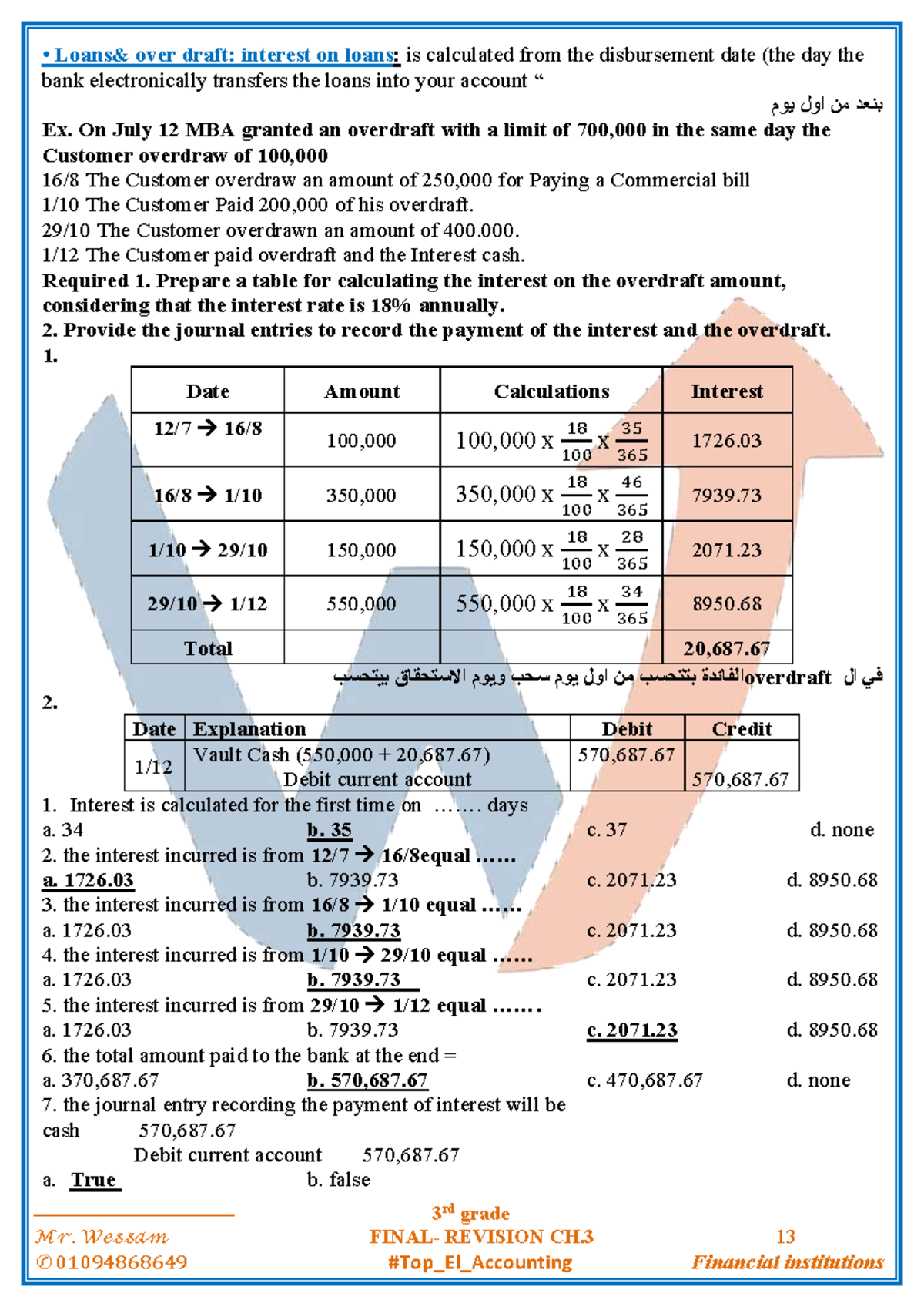Overdraft Interest Calculation & Journal Entries - MBA 3rd Grade - Studocu