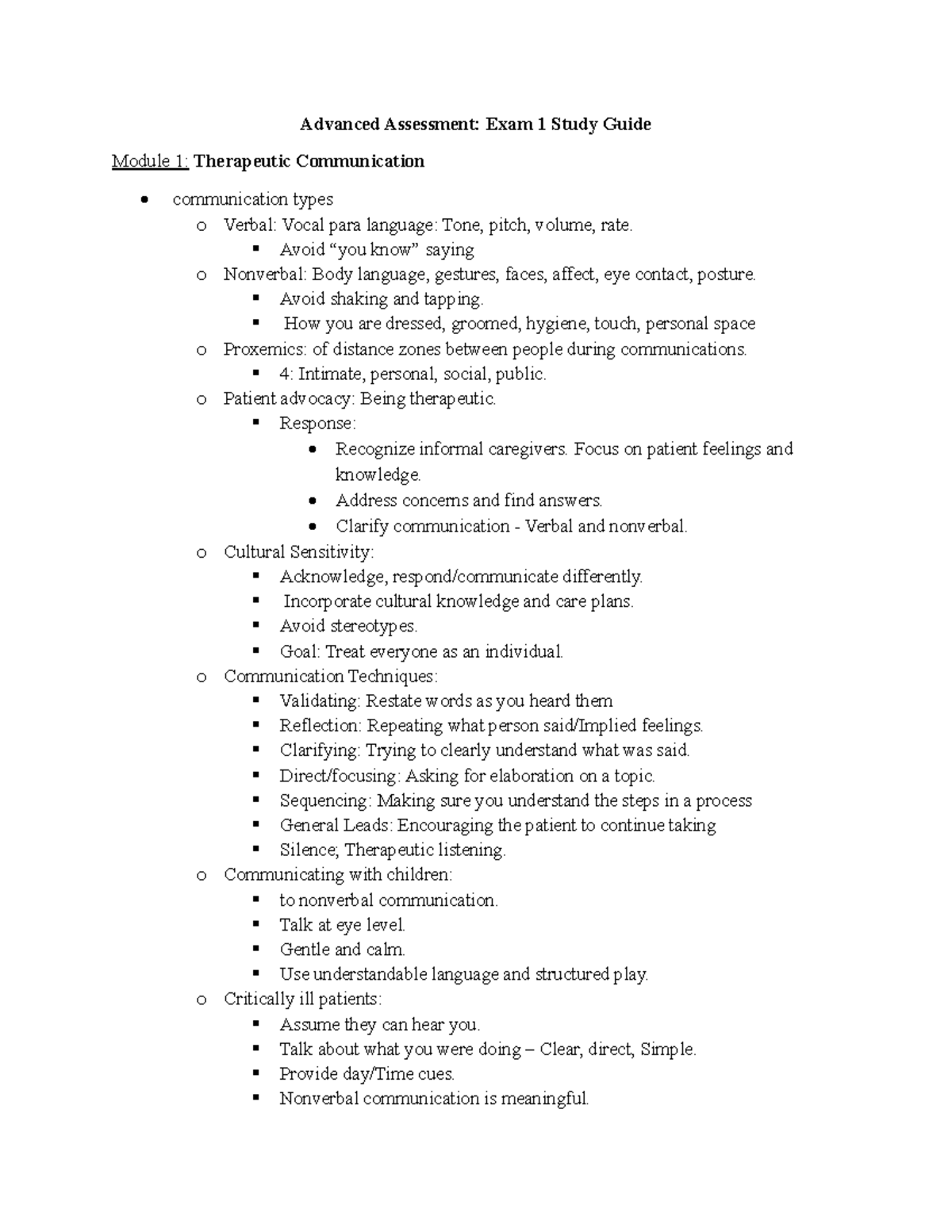Advanced Assessment: Exam 1 Study Guide for CV & Cranial Nerves - Studocu