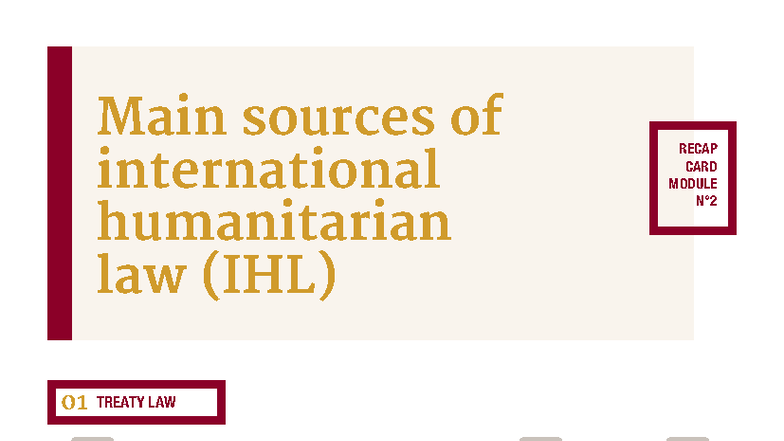 IHL Module 2: Key Sources & Principles of Humanitarian Law - Studocu