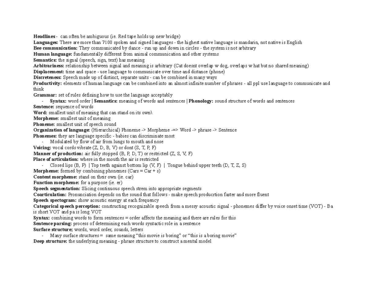 Final Exam: Language and Cognition Insights (PSY 101) - Studocu