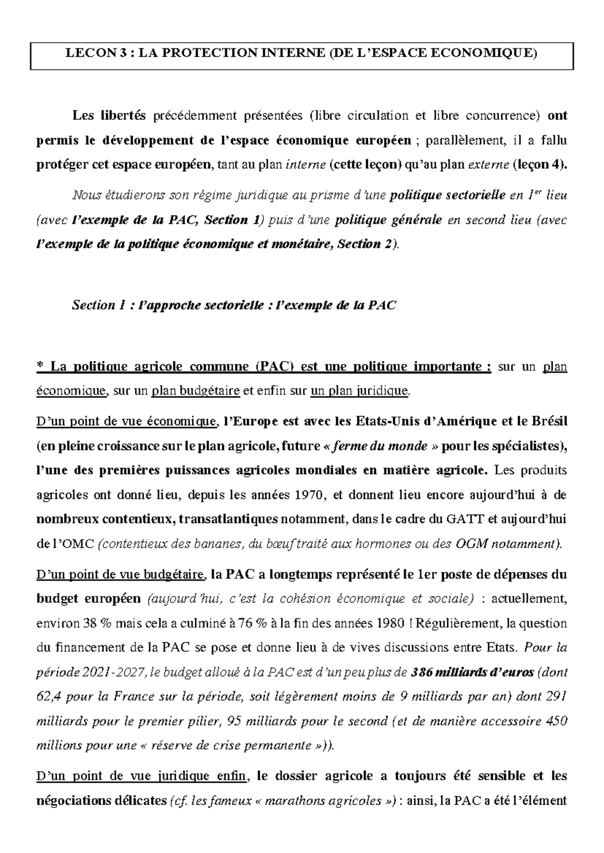 Leçon 3 - La Protection Interne de l'Économie Européenne (DEM, 2025 ...