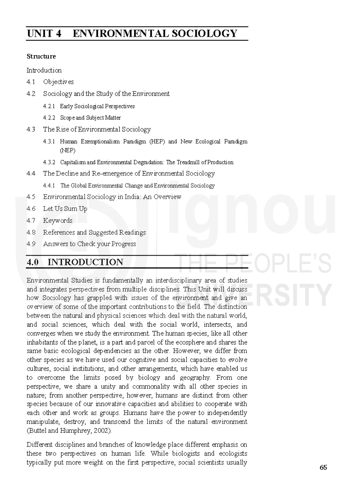 Environmental - material - Environmental Sociology UNIT 4 ENVIRONMENTAL ...