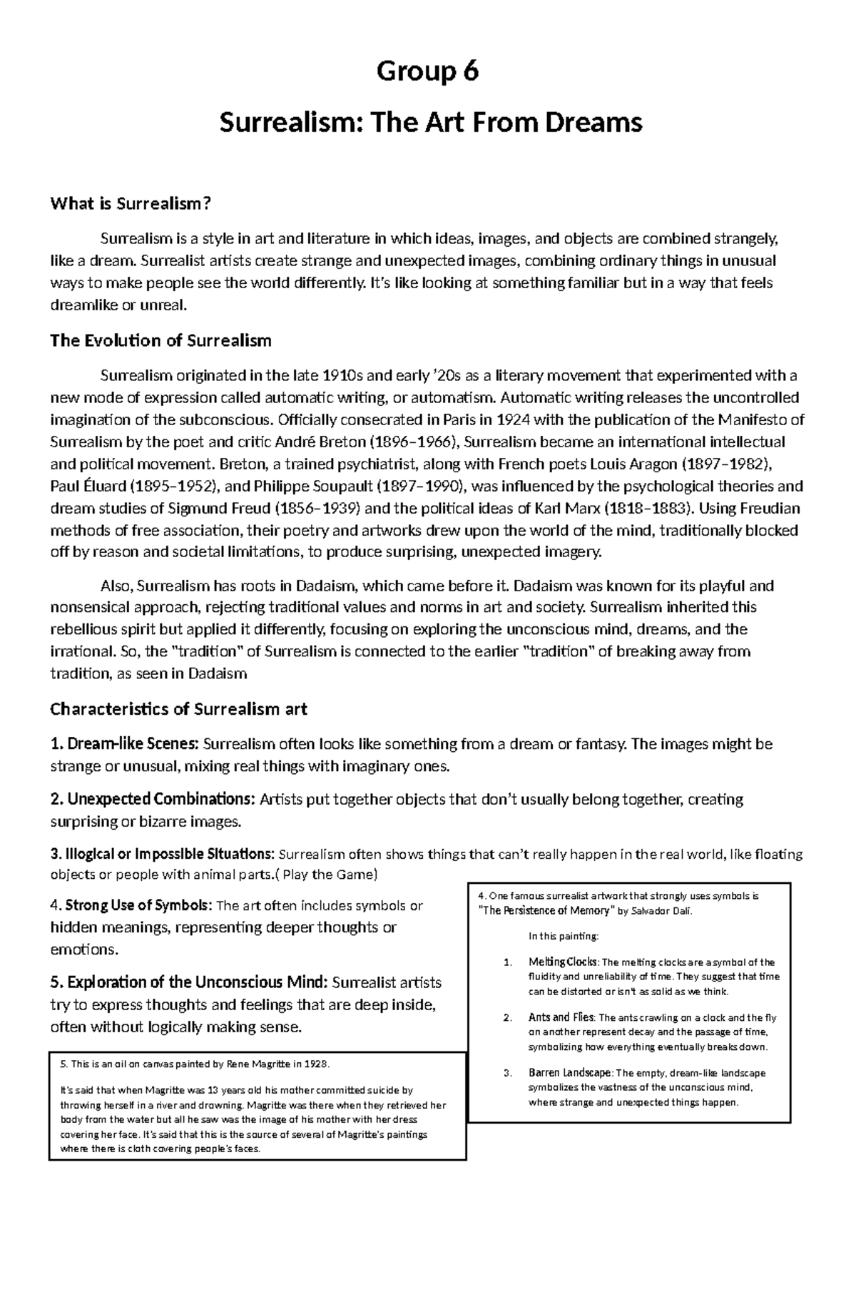 Surrealism: Exploring Art, Dreams, and the Unconscious Mind - Studocu