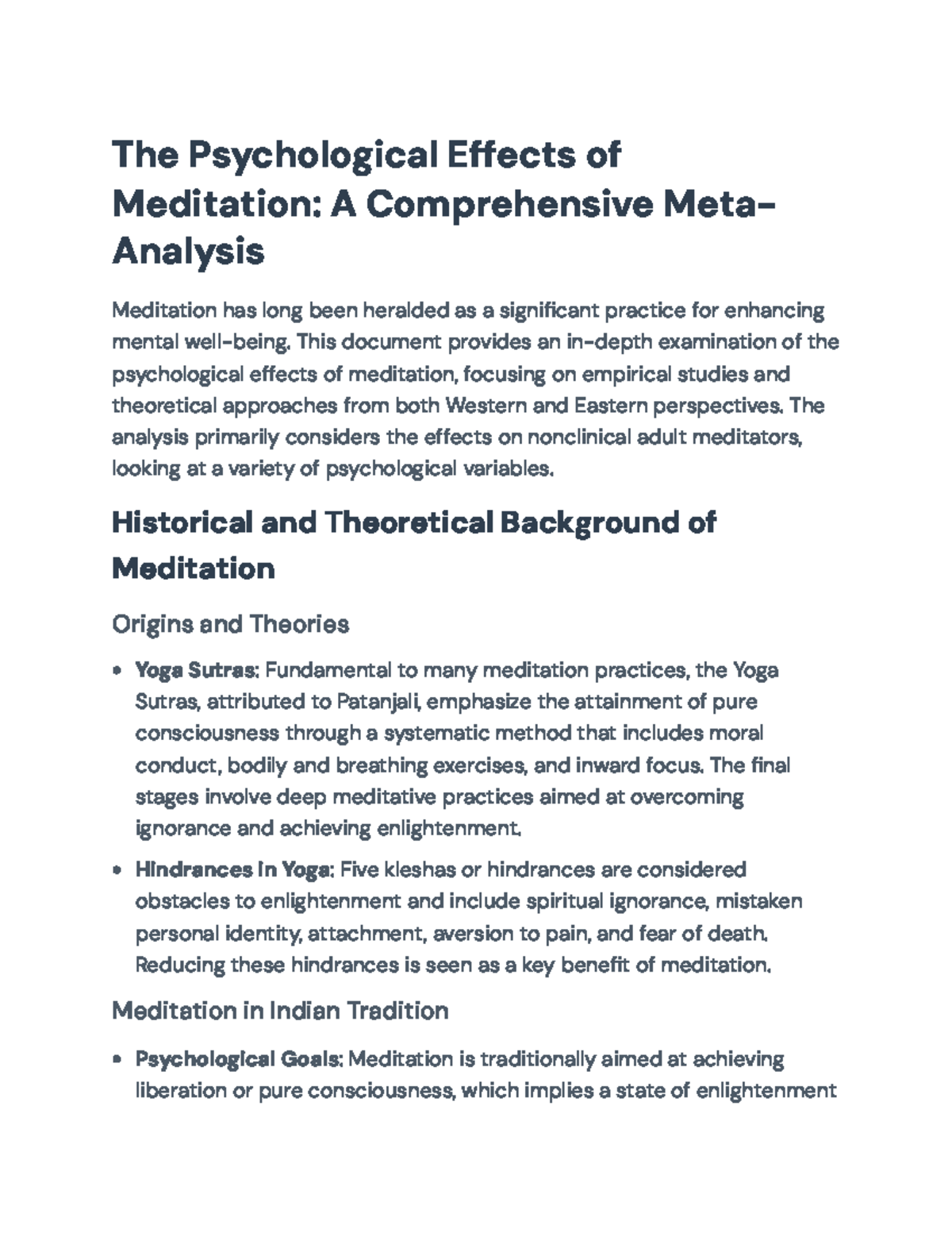 The Psychological Effects of Meditation: A Meta-Analysis Overview - The ...