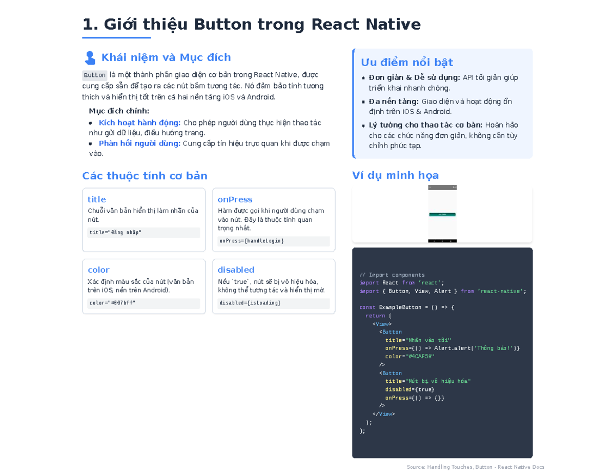Chapter 3: Button & TouchableOpacity in React Native - Studocu