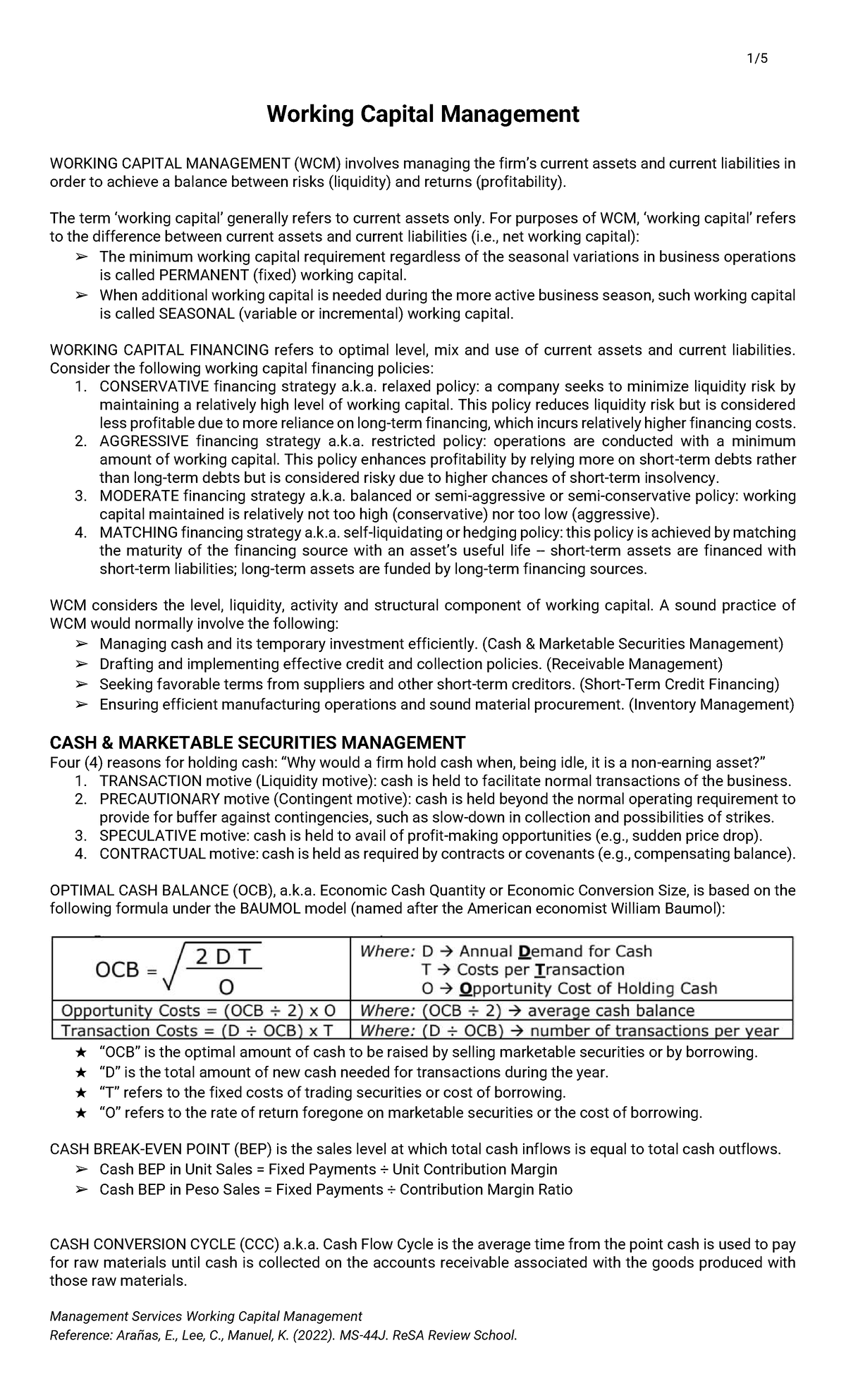 REV08 - Comprehensive Guide to Working Capital Management - Studocu