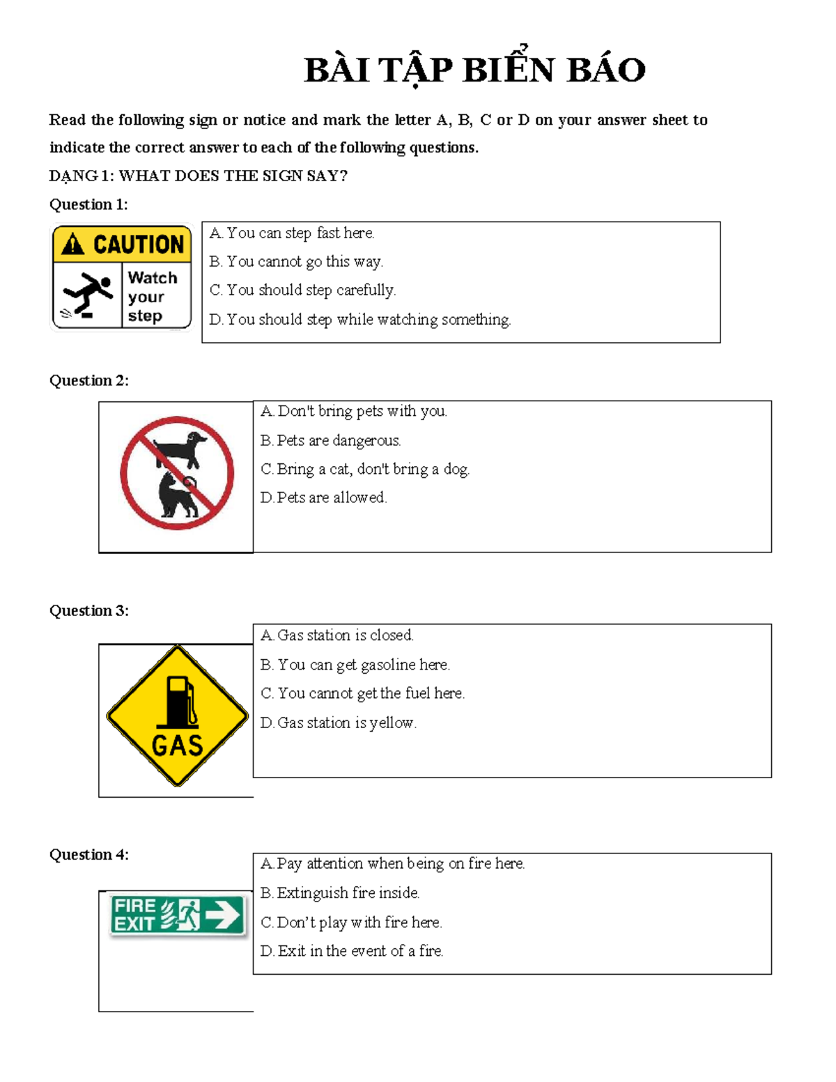 BÀI TẬP BIỂN BÁO (1-10) - Homework Review and Answers - Studocu