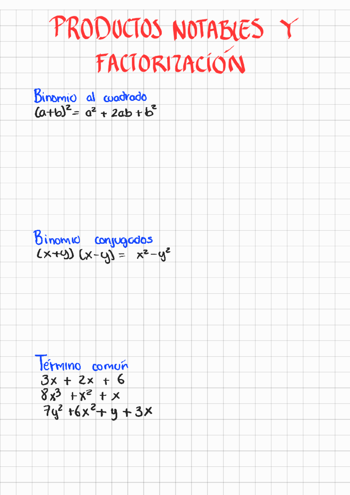 Clase 7: Operaciones con Polinomios y Productos Notables (Notas) - Studocu