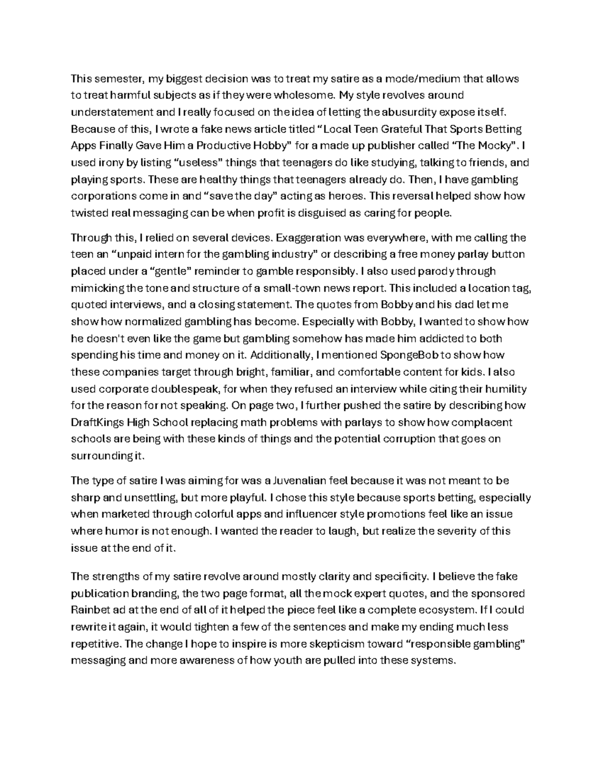 Process Letter - FDS 101: Satirical Analysis of Sports Betting ...