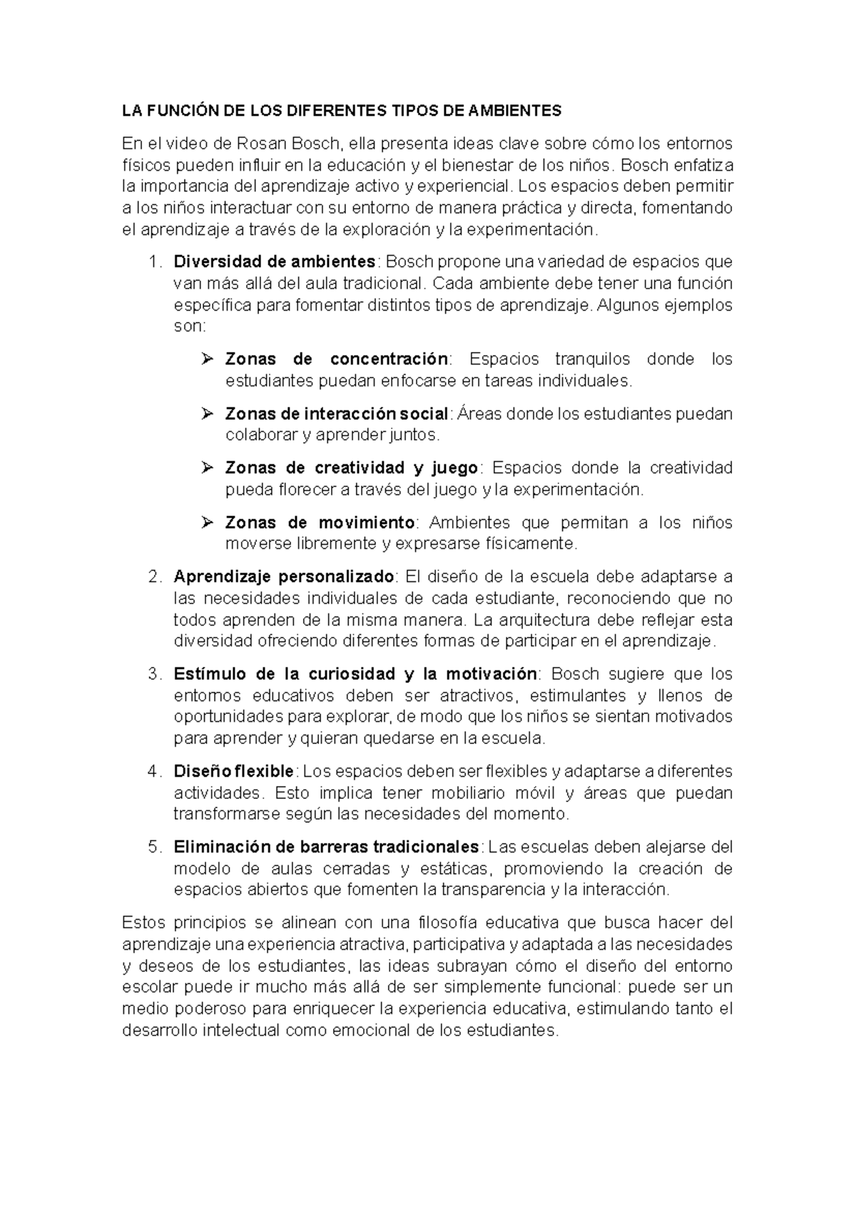 LA INFLUENCIA DE LOS AMBIENTES EN LA EDUCACIÓN INFANTIL - Studocu