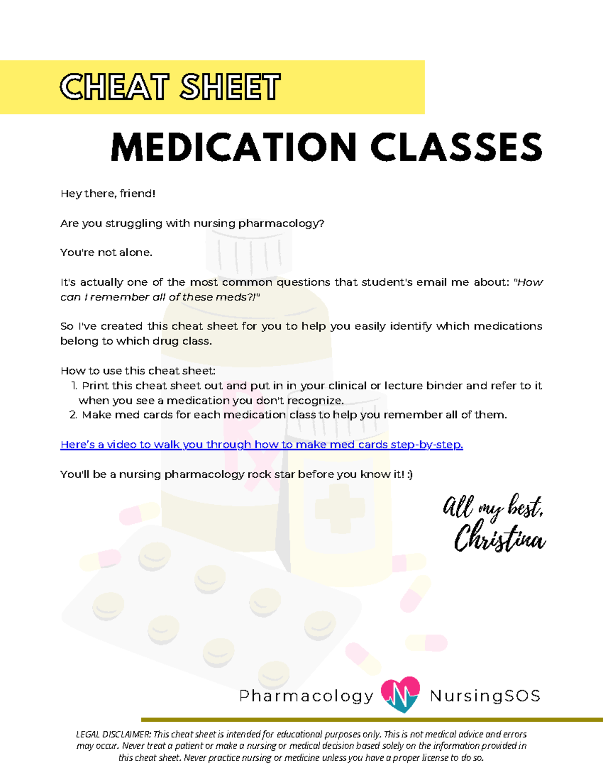 Cheat Sheet - Medication Classes - Print this cheat sheet out and put ...