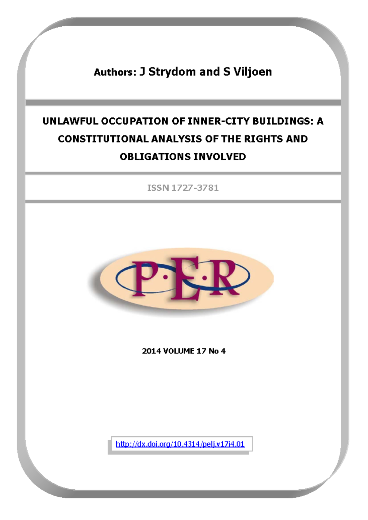 Strydom J and Viljoen S - Jornal - ISSN 1727- Authors: J Strydom and S ...