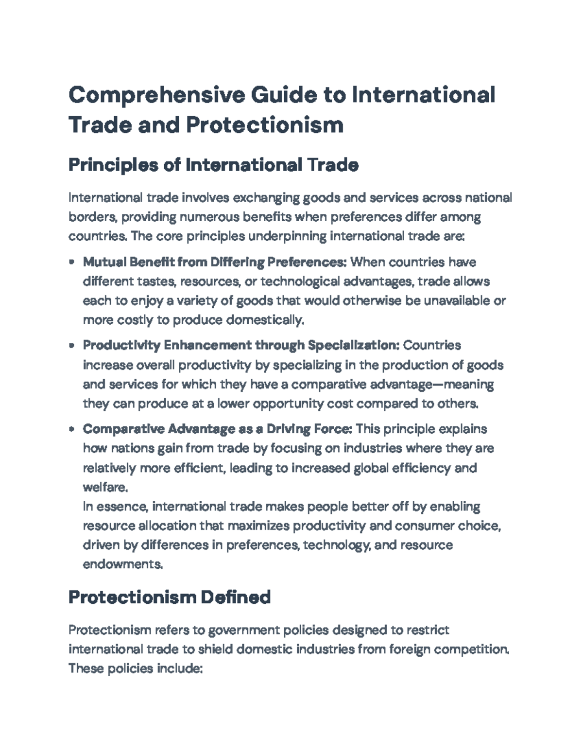 International Trade & Protectionism: A Detailed Analysis Guide - Studocu
