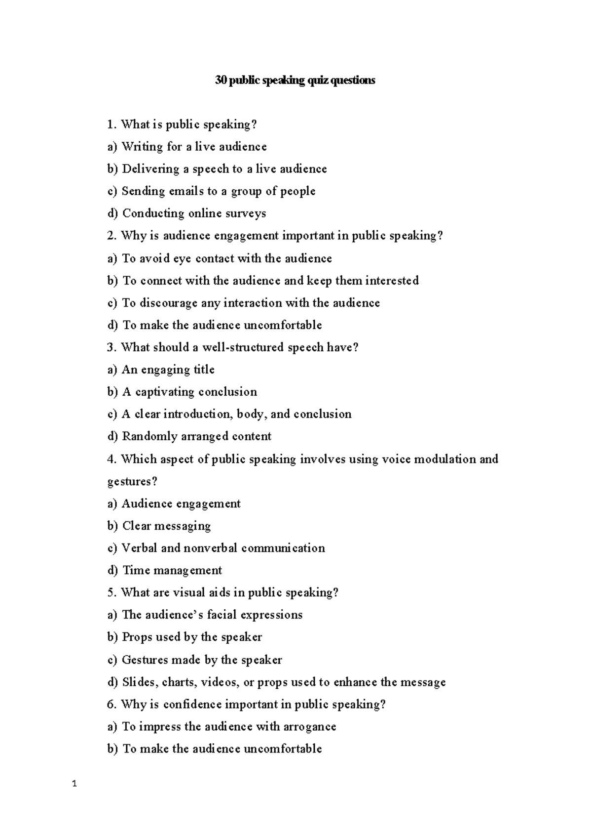 30 Public Speaking Quiz Questions for Effective Communication Skills ...