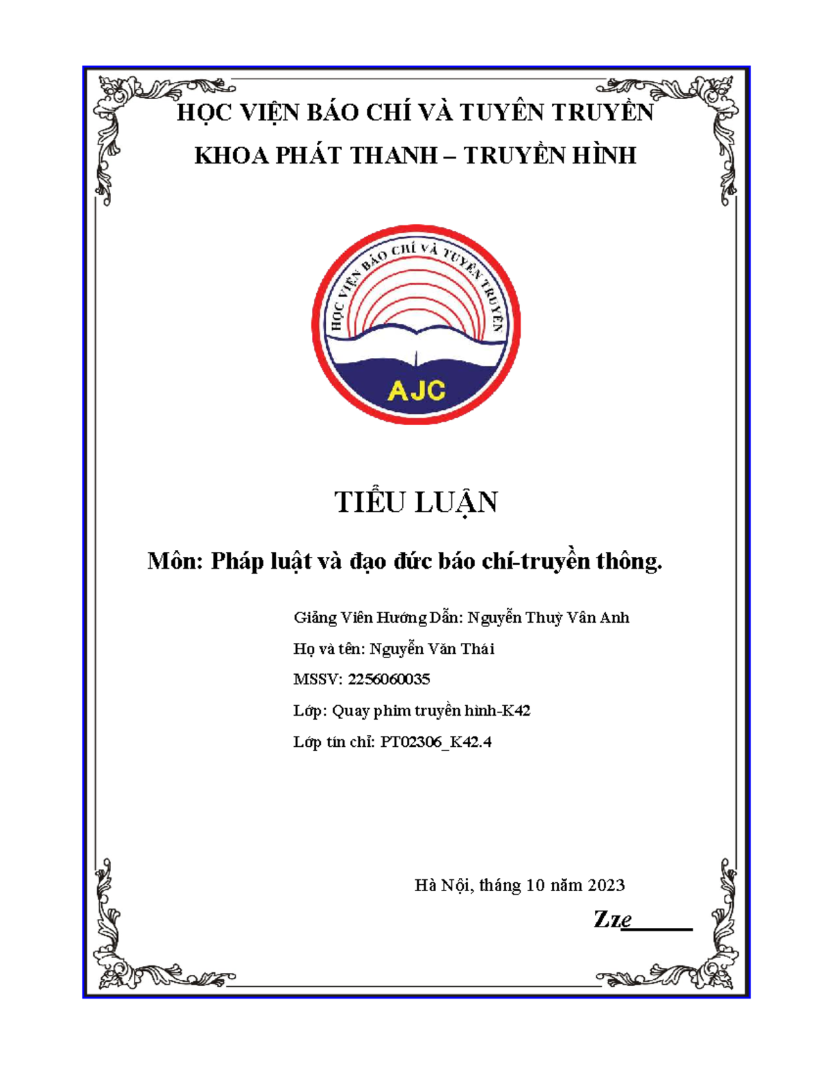 Tiểu luận PT02306_K42.4: Nghiên cứu Luật Báo chí 2016 và Quyền Tự do ...