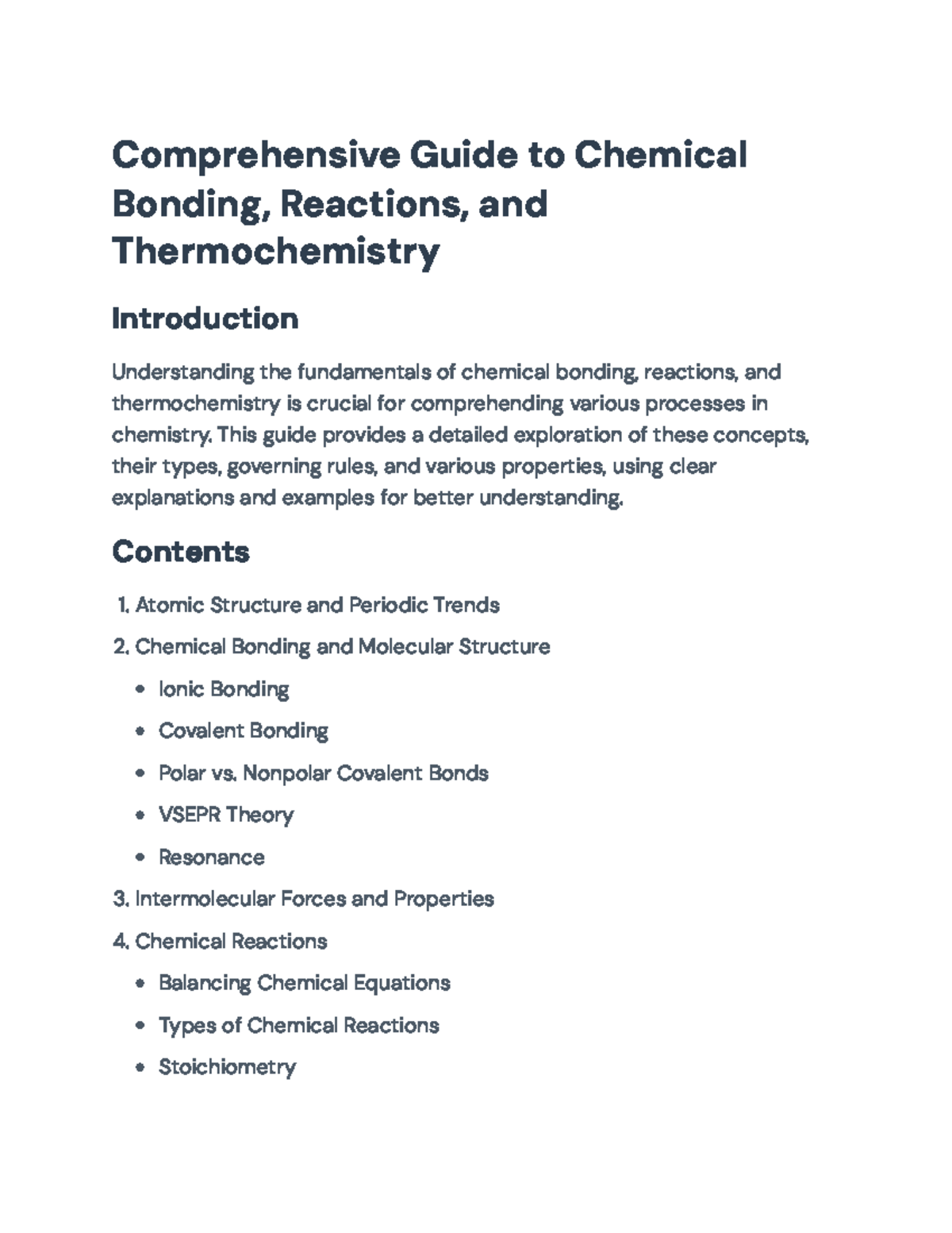Comprehensive Guide to Chemical Bonding, Reactions & Thermochemistry ...