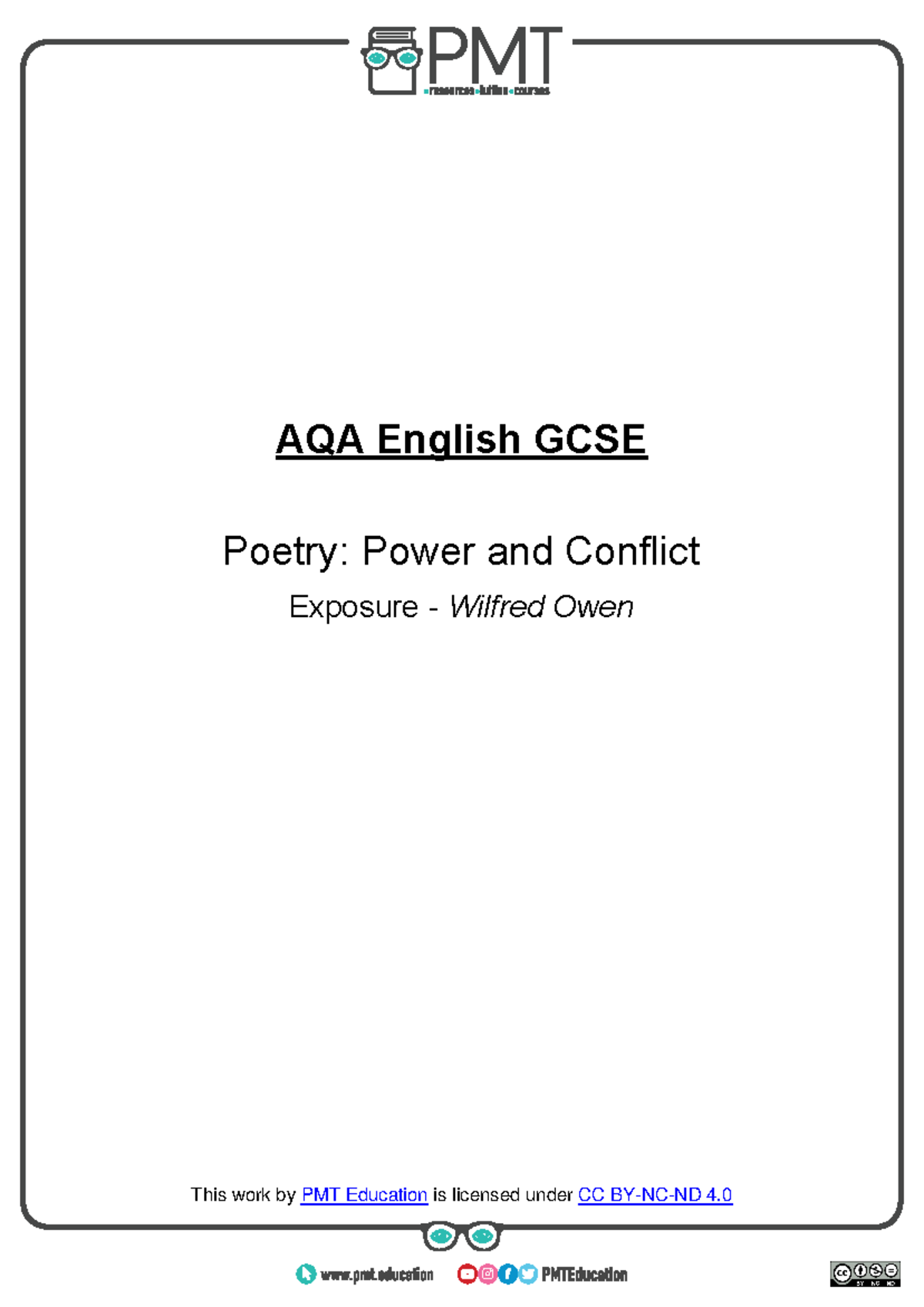 Exposure - Wilfred Owen - bit/pmt-edu-cc bit/pmt-cc AQA English GCSE Poetry: Power and Conflict ...