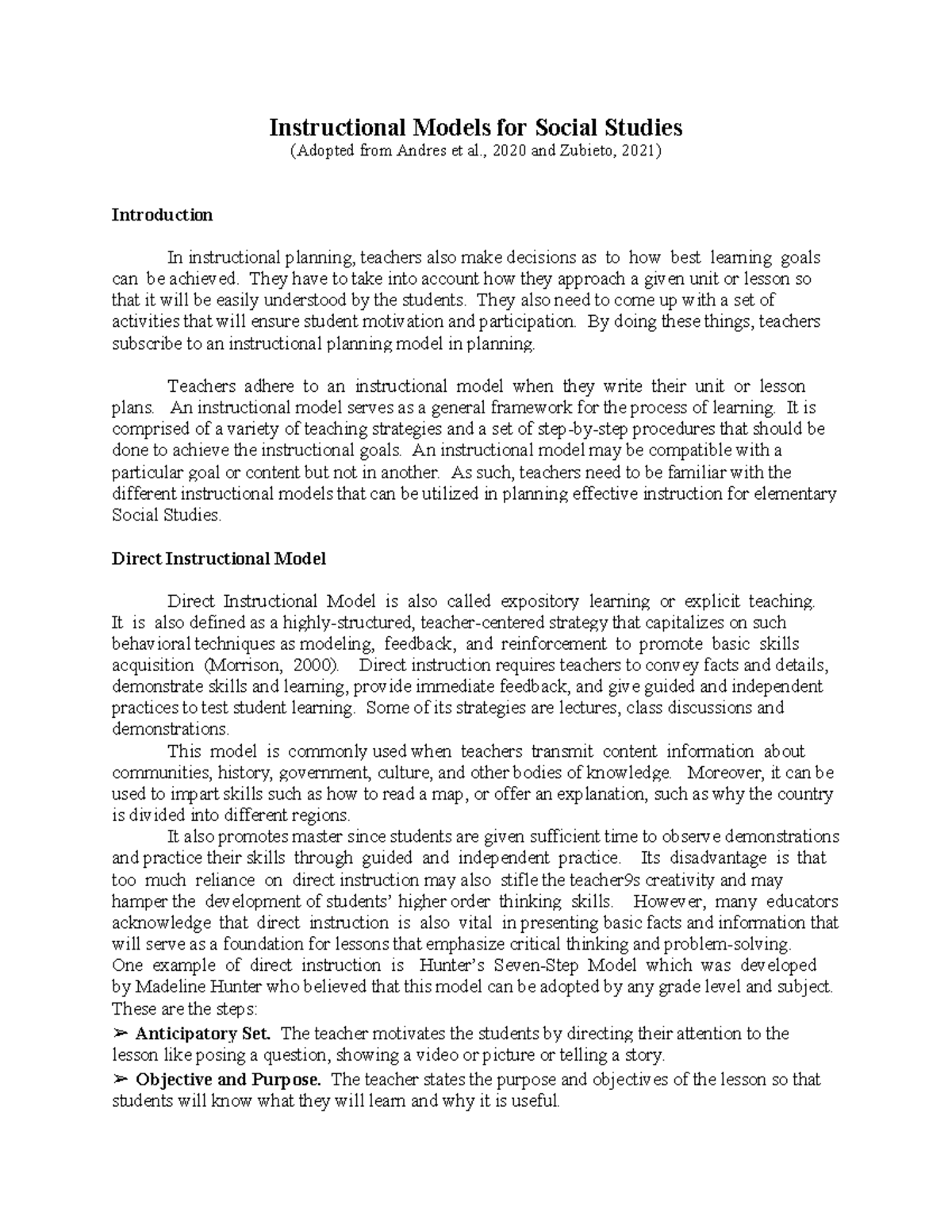 Instructional Models for Teaching Social Studies: A Comprehensive Guide ...