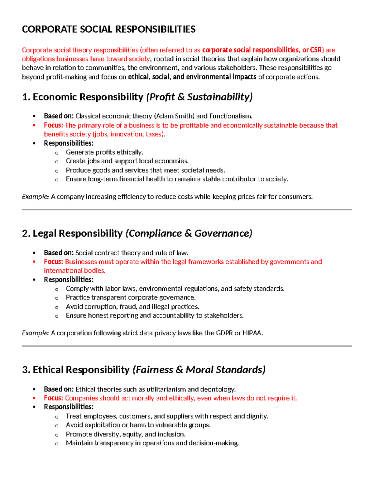 Corporate Social Responsibilities (CSR) Overview and Principles - Studocu