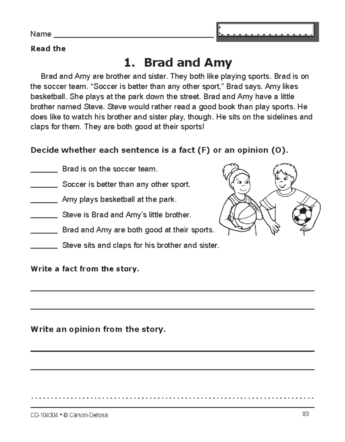 Comprehension Skills: Fact or Opinion (Course Code: 481652269) - Studocu