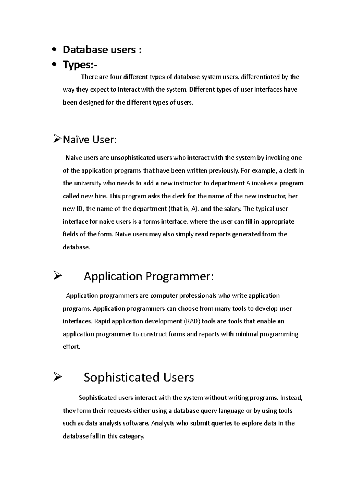 Database Users & Types: Overview of Interaction Methods - Studocu