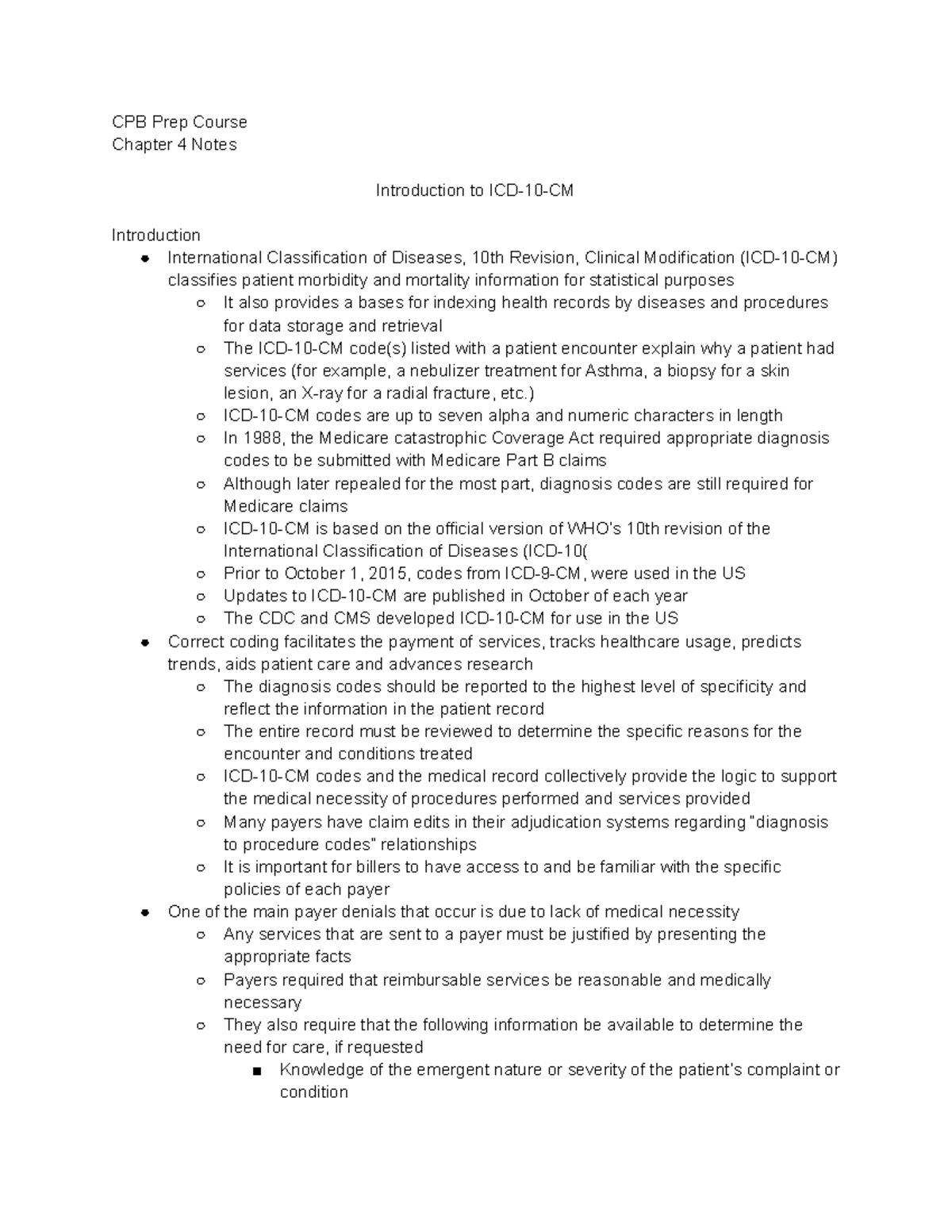 AAPC CPB Prep Course - Comprehensive Chapter 4 ICD-10-CM Insights - Studocu