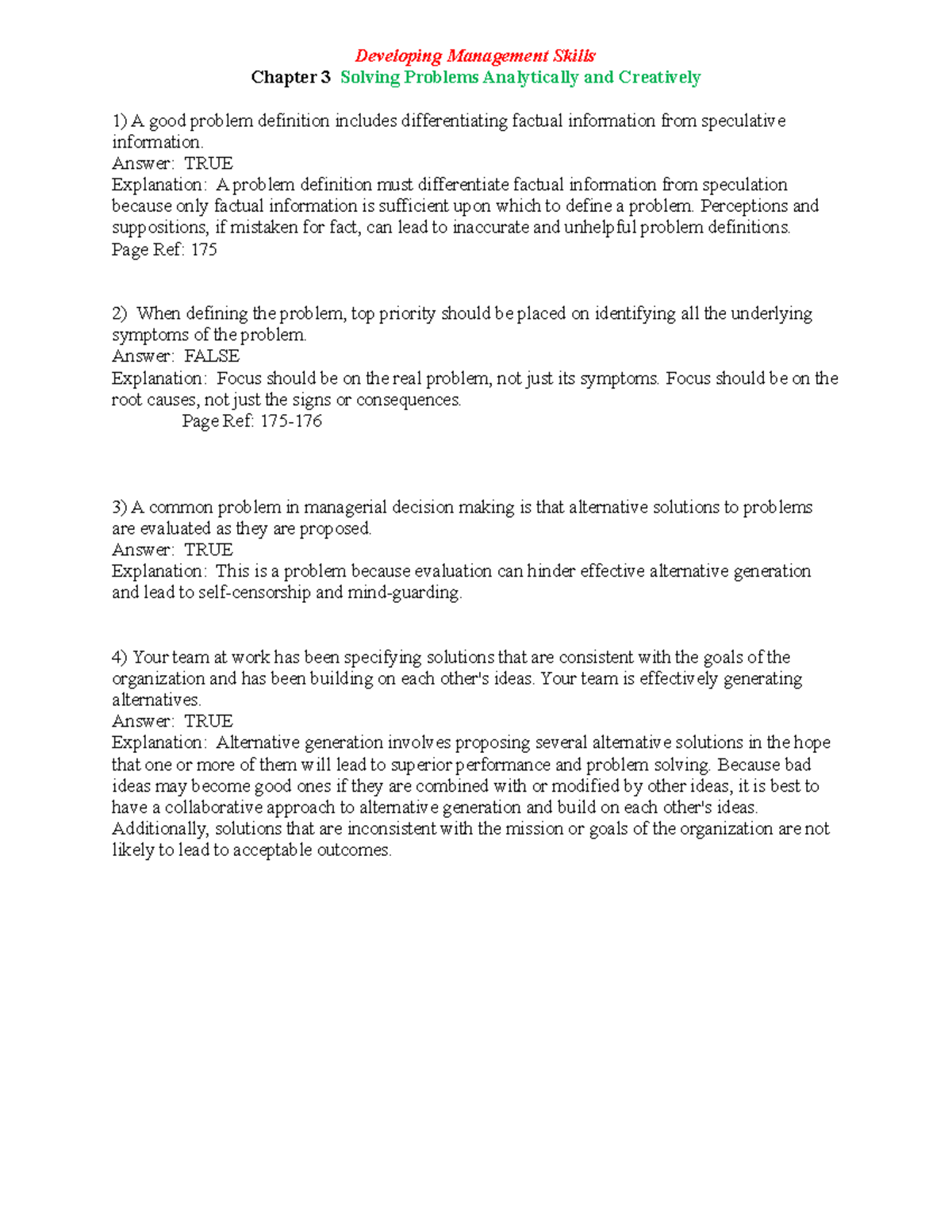 Ch03: Problem Solving Skills - Analytical & Creative Approaches - Studocu