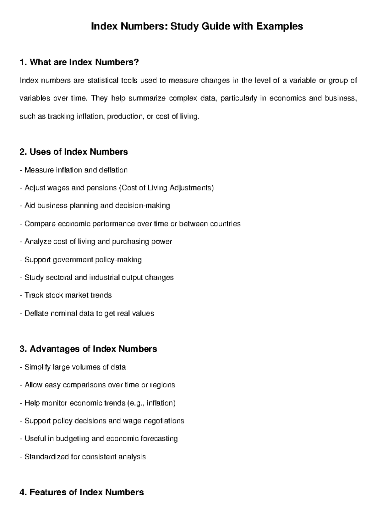 Index Numbers: Complete Study Guide with Examples & Limitations - Studocu