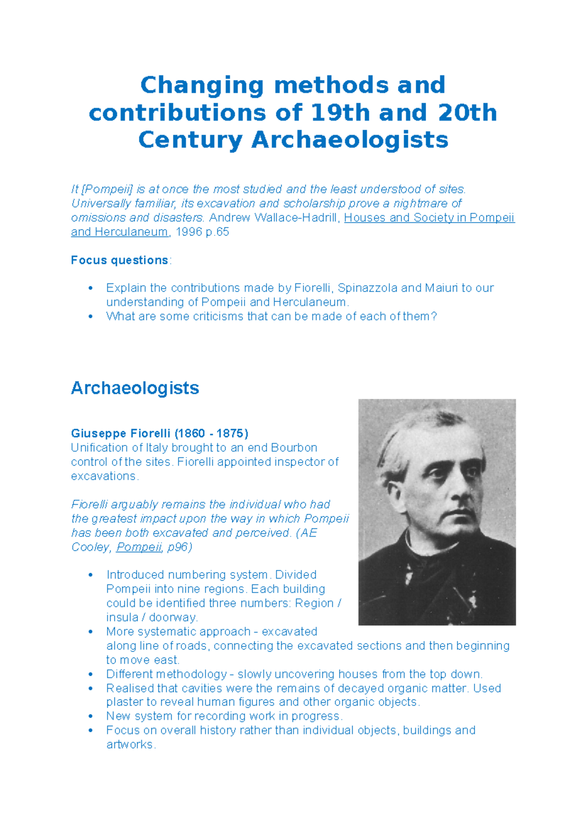 19th & 20th Century Archaeologists: Methods & Contributions on Pompeii ...