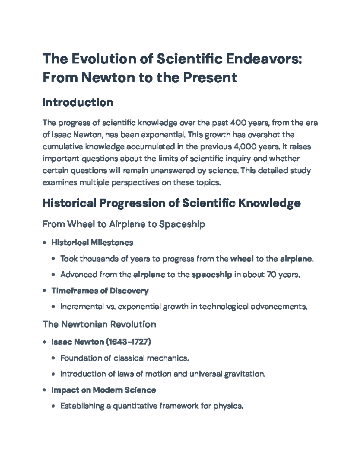 The Evolution and Limits of Scientific Inquiry: From Newton to Today ...
