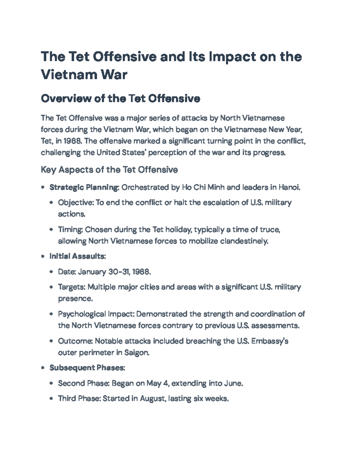 The Tet Offensive and Its Crucial Impact on the Vietnam War (HIST 101 ...