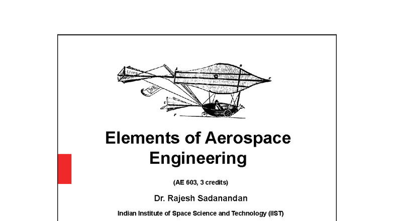 AE 603 - Elements of Aerospace Engineering Lecture Slides - Studocu