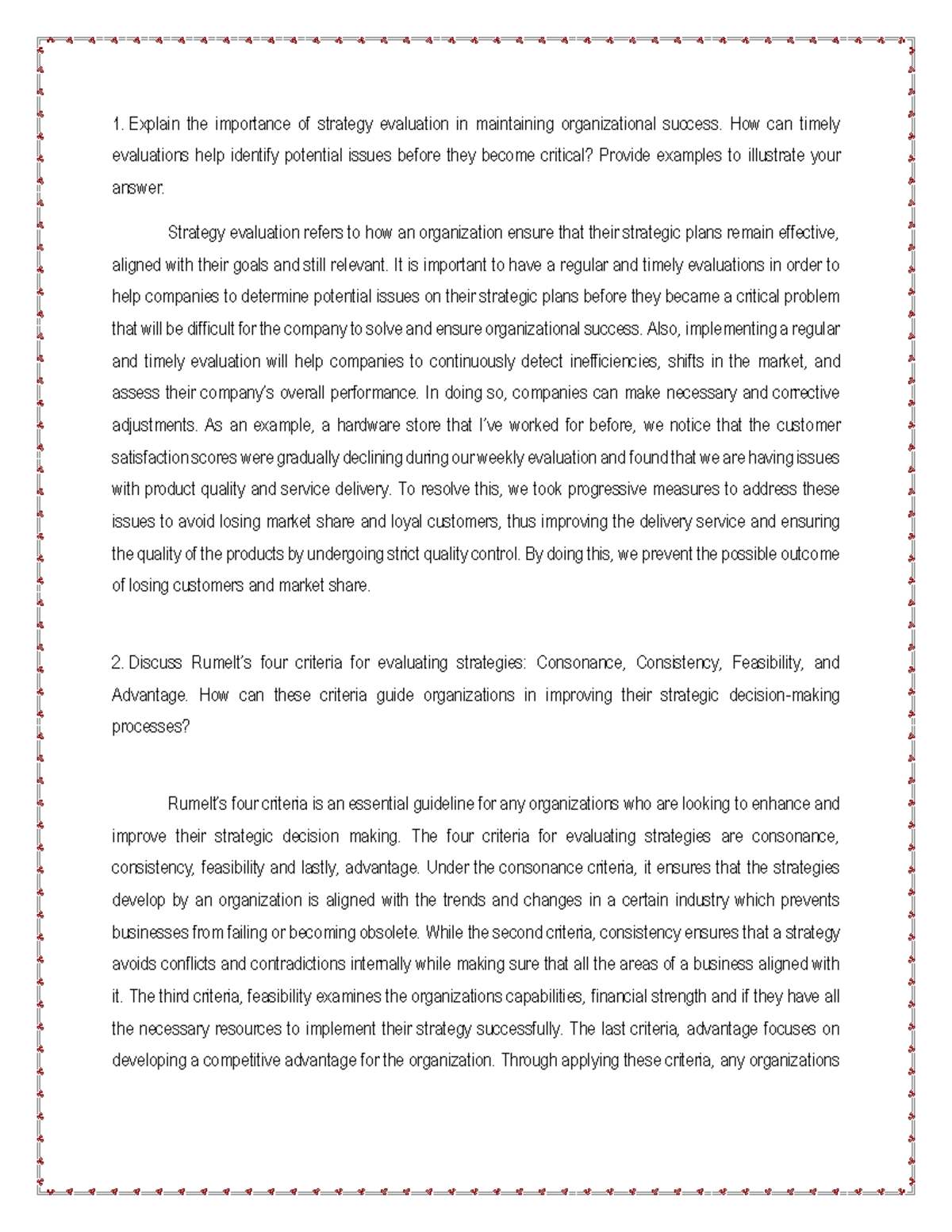 Cbm - Essay - Explain the importance of strategy evaluation in ...