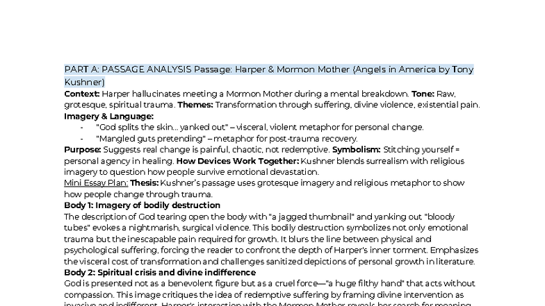 English Exam Cheat Sheet: Passage Analysis & Key Terms (ENG 101) - Studocu