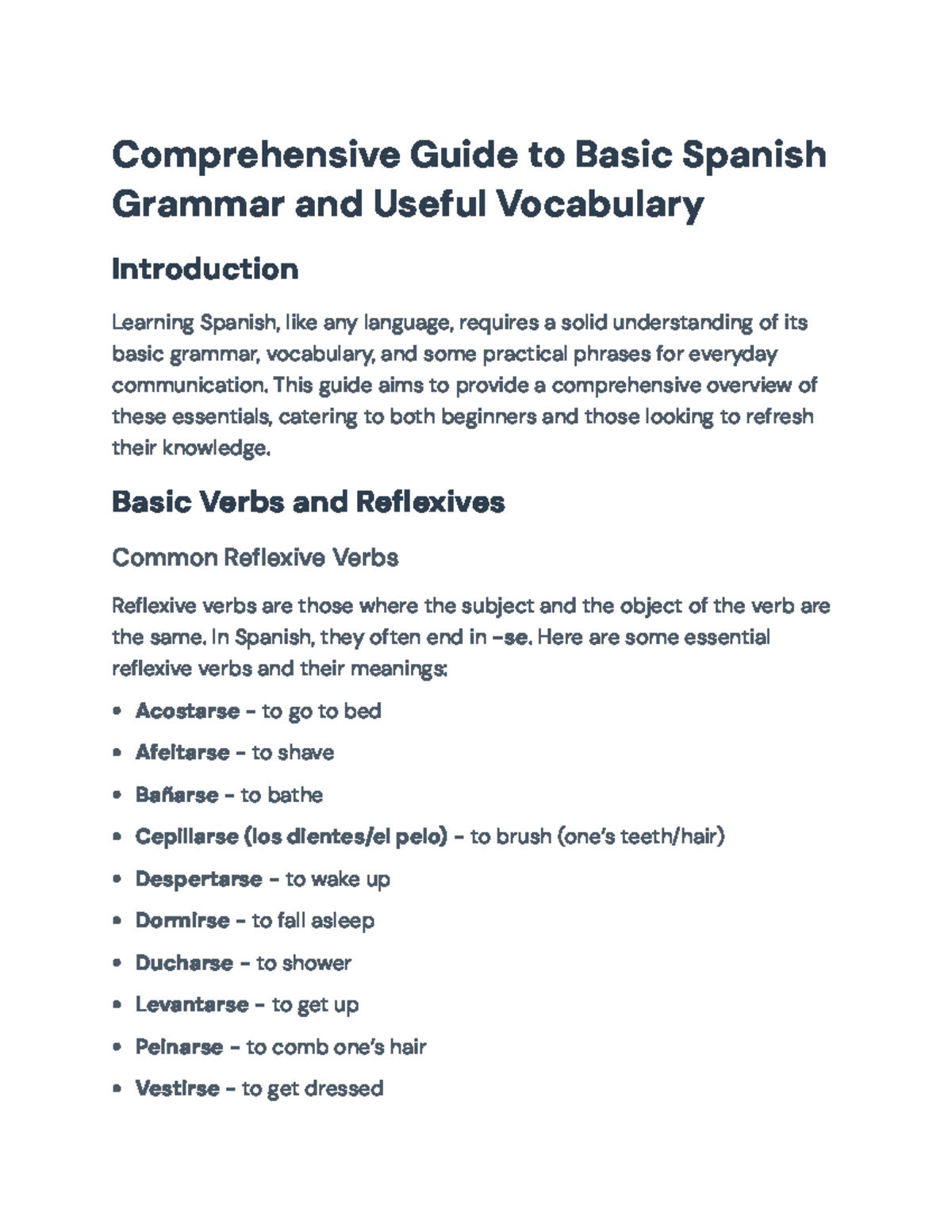 Comprehensive Spanish Grammar and Vocabulary Guide for Beginners ...