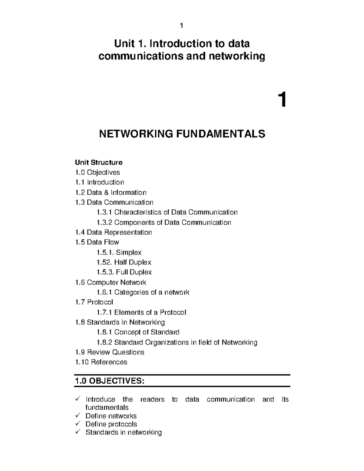 Data Communication And Networking Unit 1 Unit 1 Introduction To Data